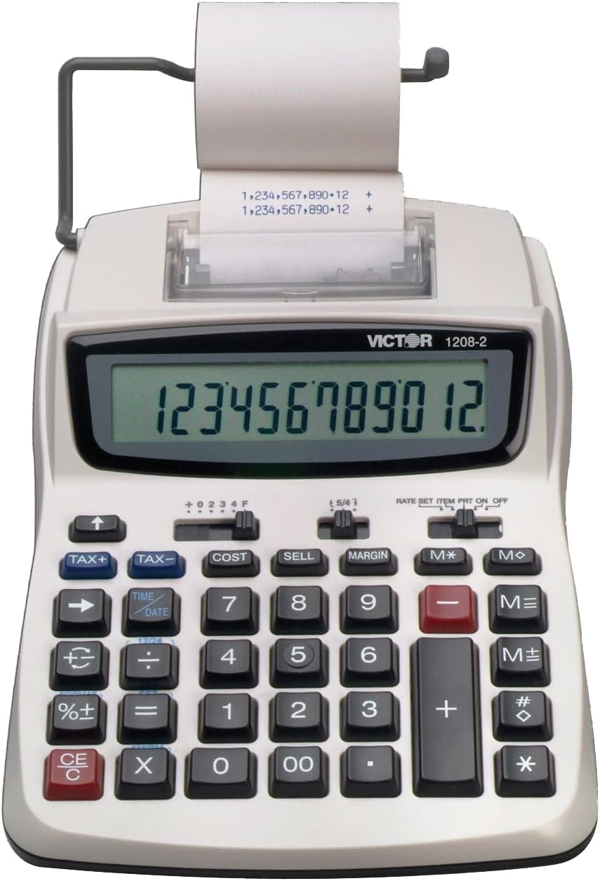 Victor Compact 12-Digit Printing Calculator Model 1208-2
