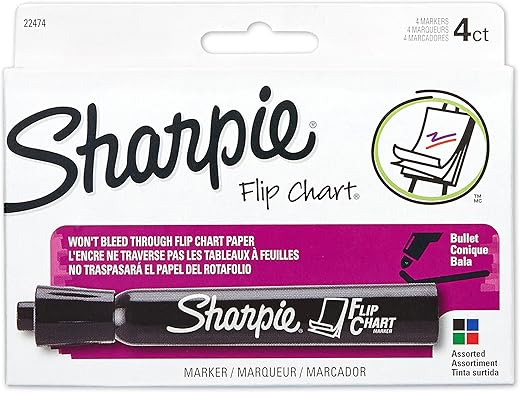 Sharpie Flip Chart Markers Assorted Colors Bullet Tip MPN:22474