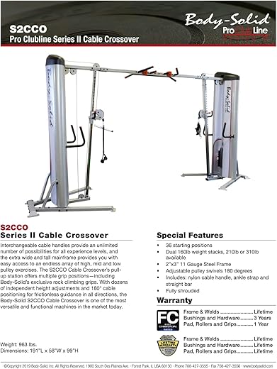 Body-Solid Cable Crossover Gym Equipment for Strength Training